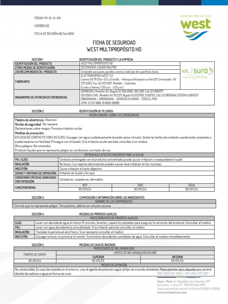 West Multiproposito HD HS | PDF | Agua | Residuos
