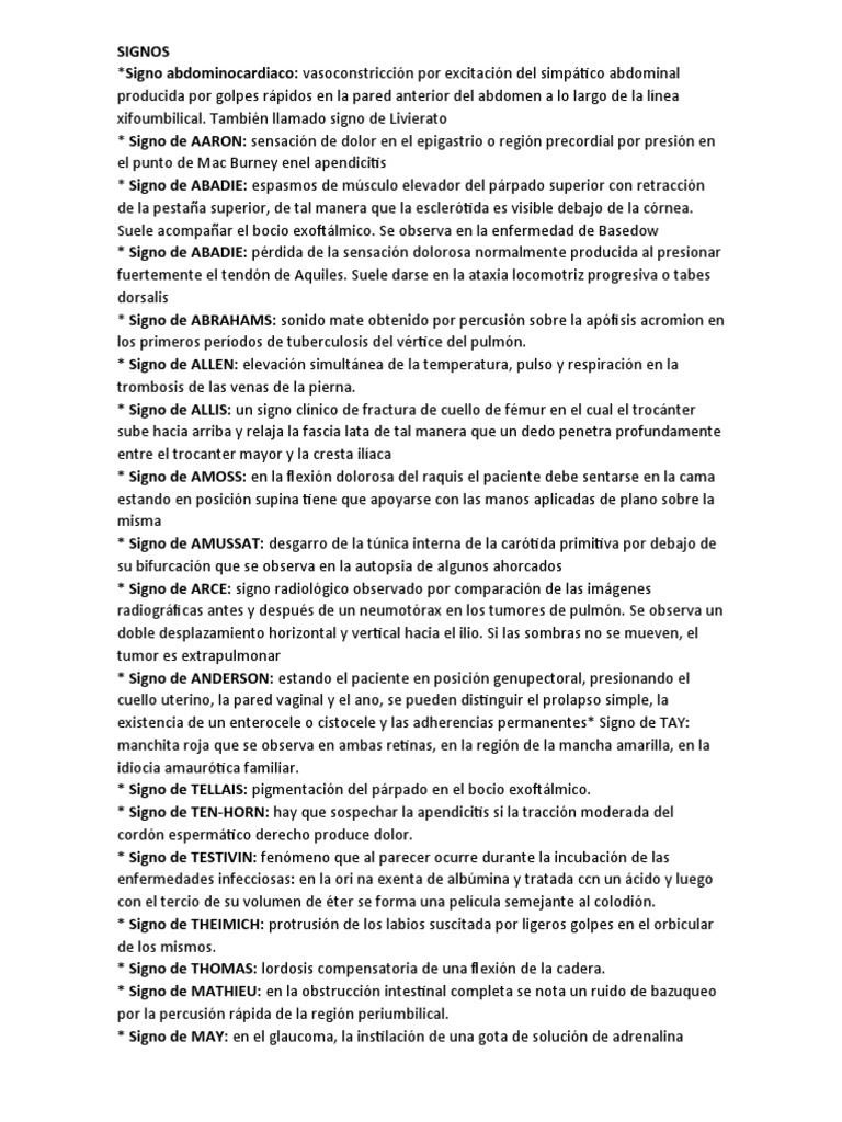 Signos Clínicos y Semiología Médica | PDF | Enfermedades y trastornos ...