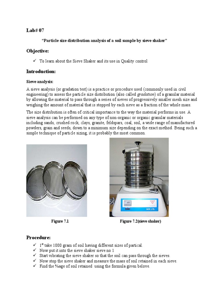 Particle Size Distribution Analysis of A Soil Sample by Sieve Shaker ...