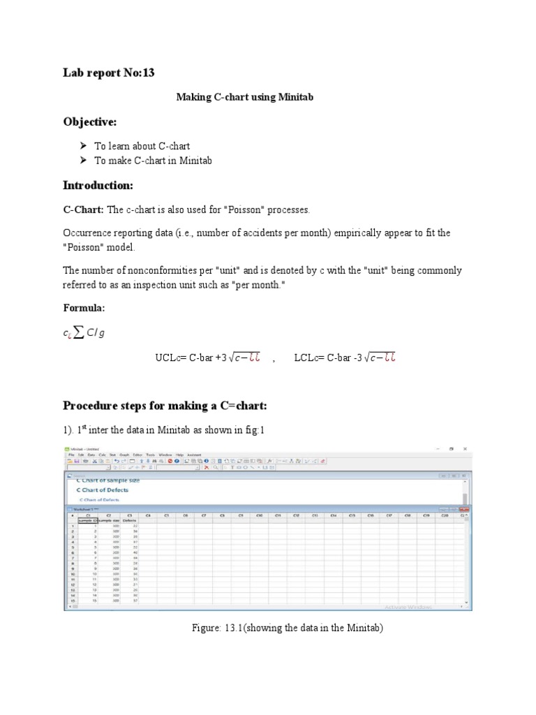 Lab Report No:13: Making C-Chart Using Minitab | PDF