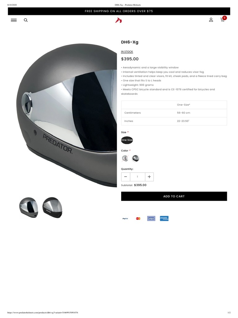 DH6-Xg - Predator Helmets | PDF | Equipment | Manufactured Goods