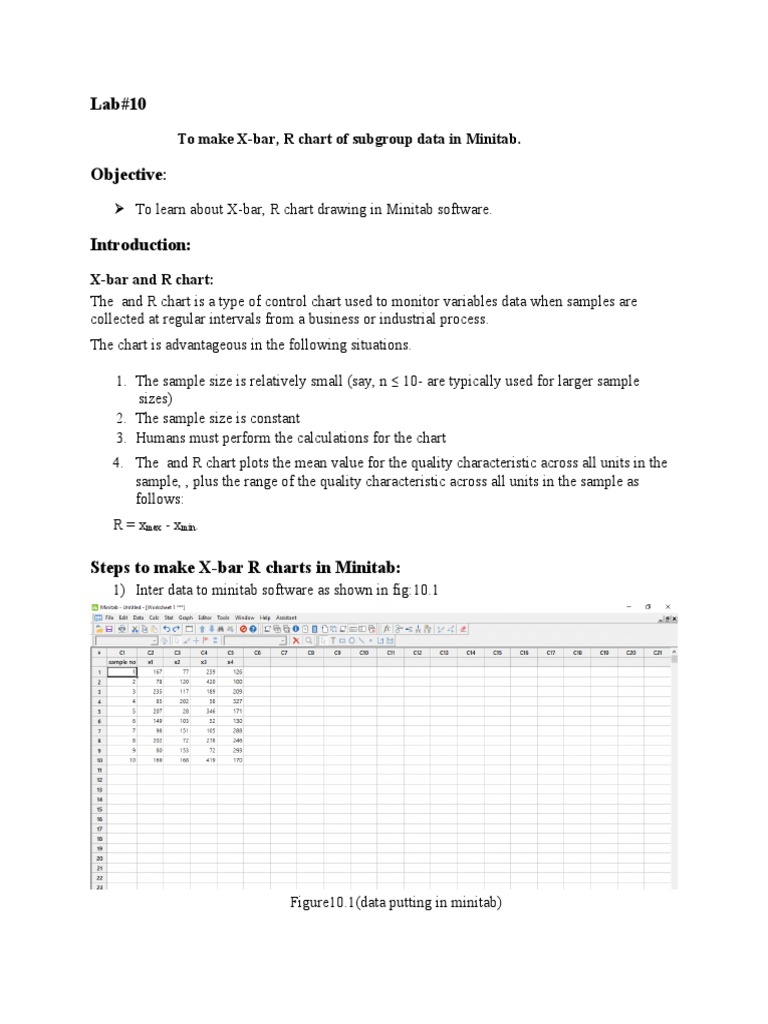 To Make X-Bar, R Chart of Subgroup Data in Minitab.: Max Min | PDF