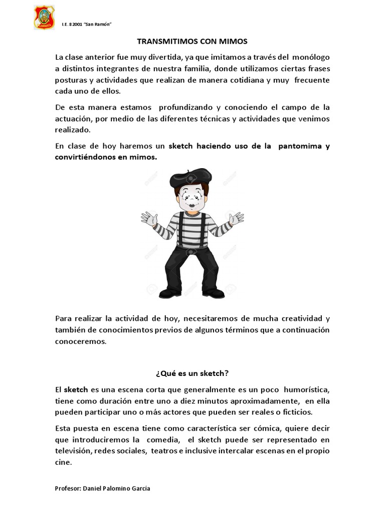 Guiones Cortos De Mimodrama Para Niños Pdf Teatro Entretenimiento