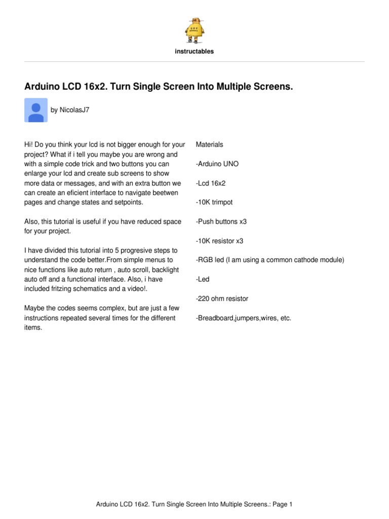 Arduino LCD 16x2. Turn Single Screen Into Multiple Screens ...