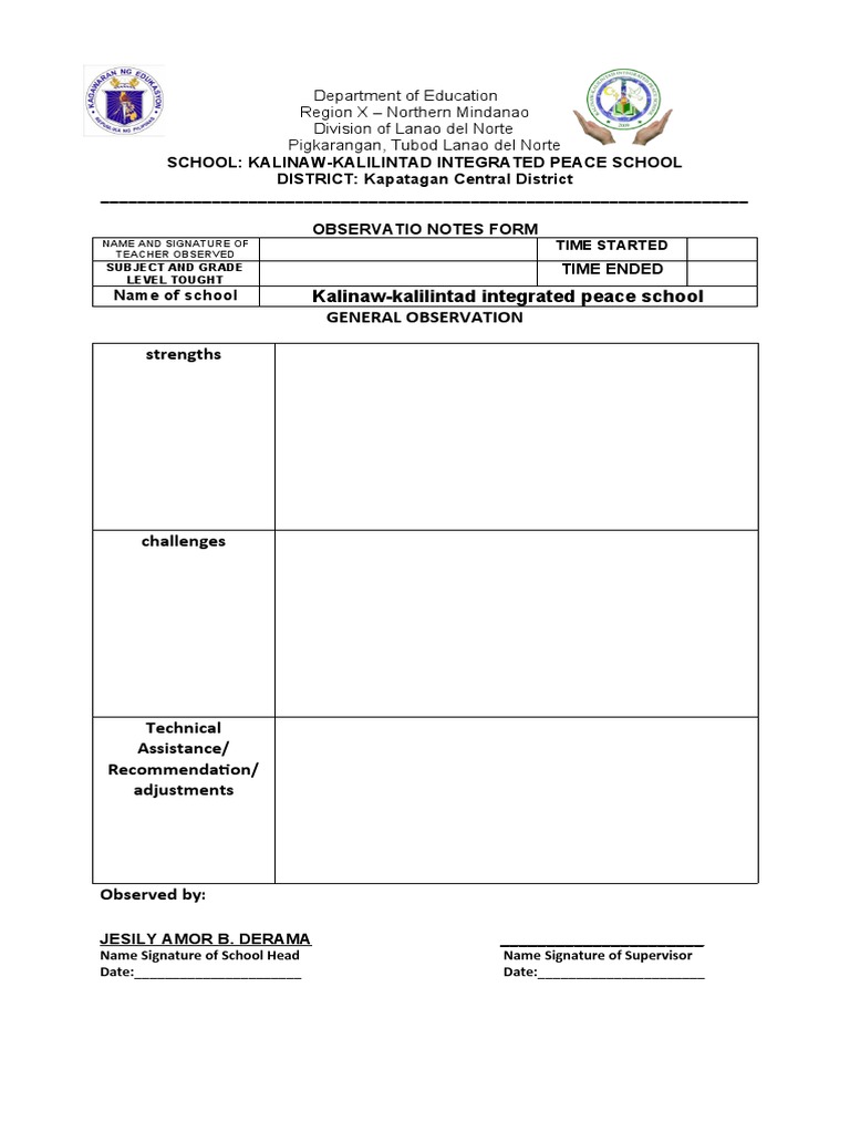 Observation Form | PDF