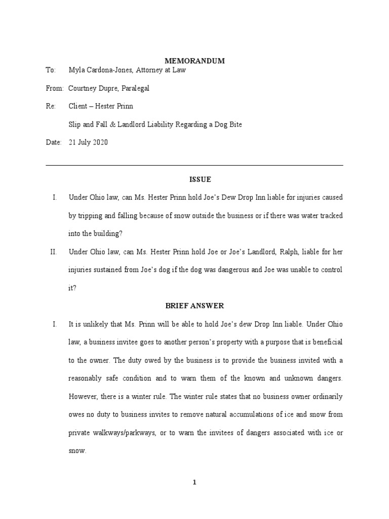 Open Memo | PDF | Negligence | Summary Judgment