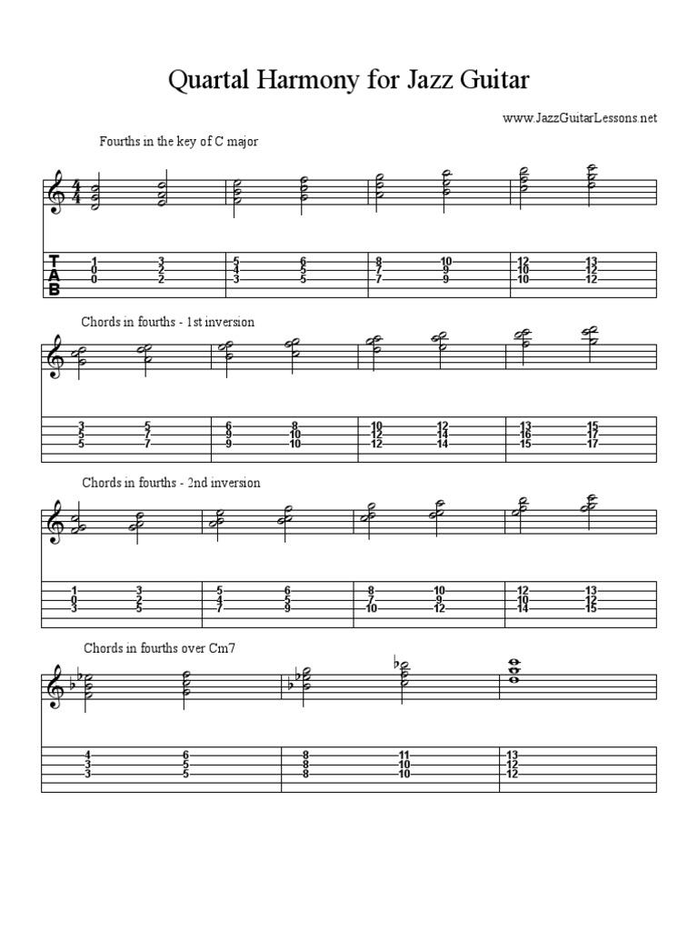 Quartal Harmony For Jazz Guitar PDF | PDF | Harmony | Chord (Music)