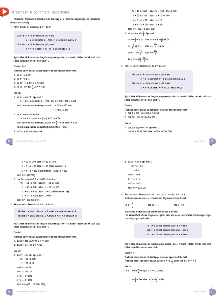 Persamaan Trigonometri (Hal 11-12) | PDF