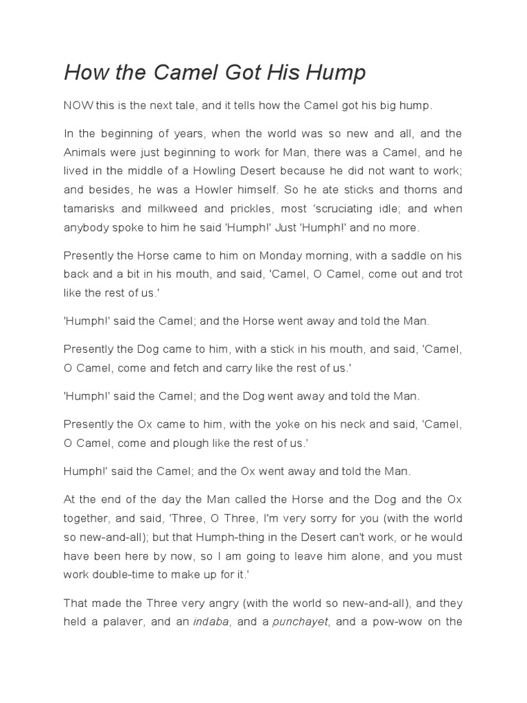 How The Camel Got His Hump | PDF