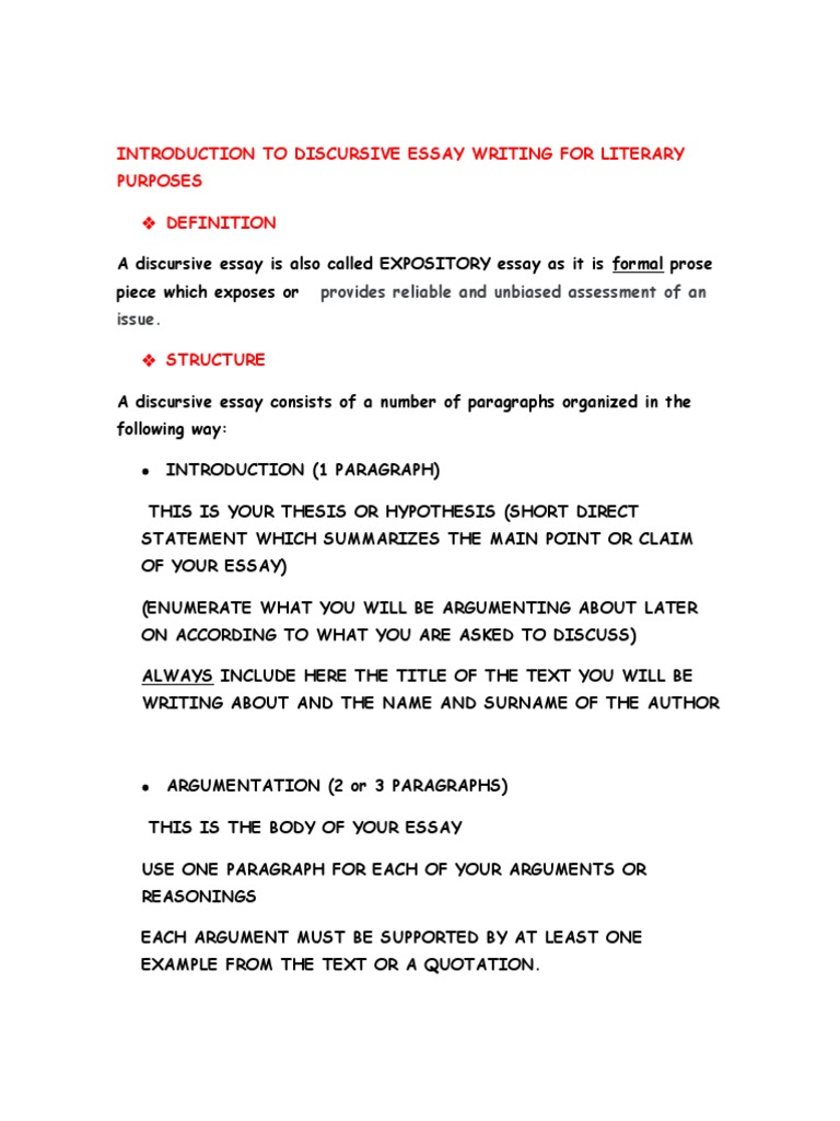 Read First This Introduction To Discursive Essay Writing | PDF ...
