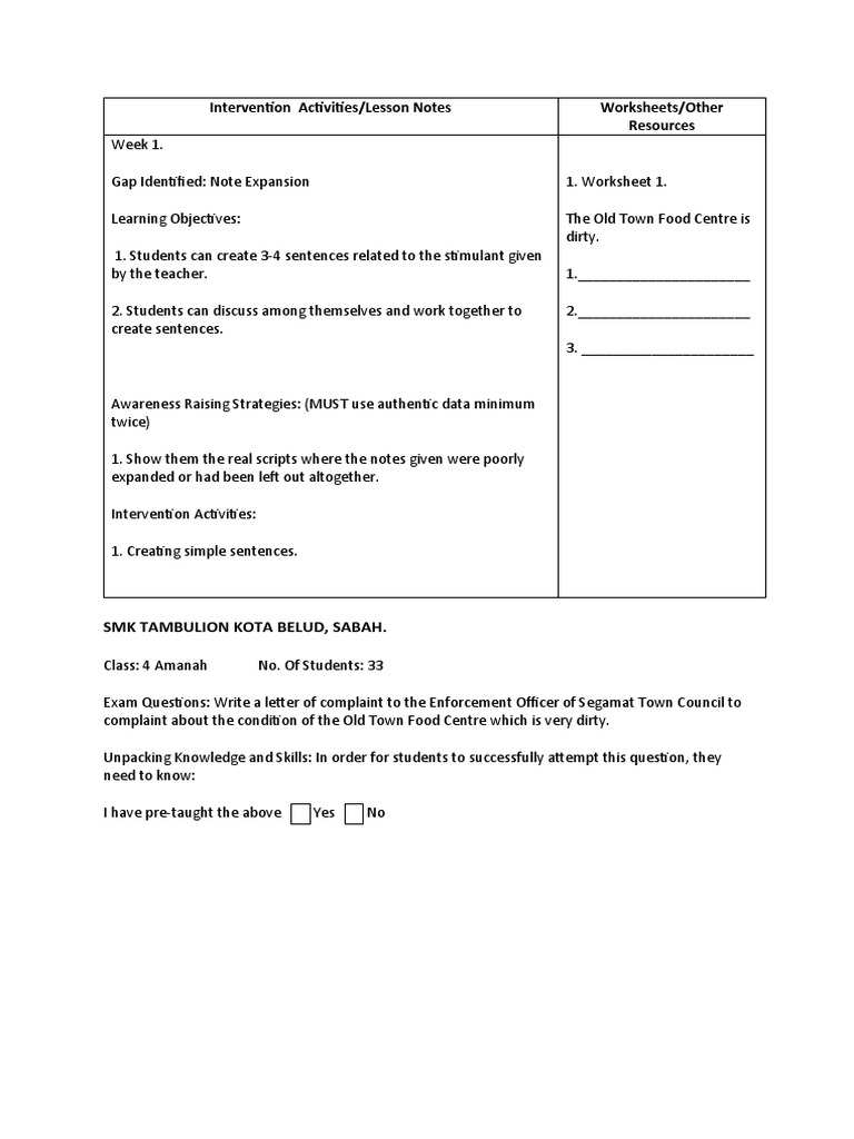 Week-by-Week Lesson Plans for Note Expansion | PDF | Verb | Word