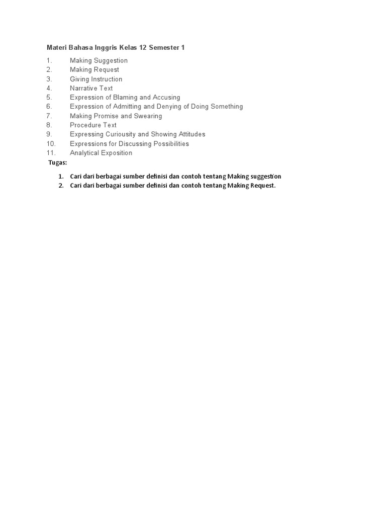 English Material for 12th Grade Semester 1 | PDF