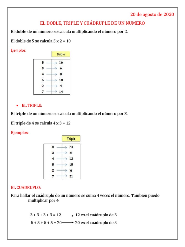 Doble, Triple y Cuadruple 3° | PDF