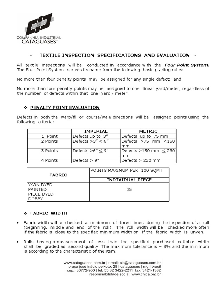 Textile Inspection Specifications and Evaluation | PDF | Dyeing | Textiles