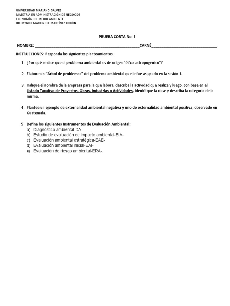 Prueba Corta 1 | PDF | Negocios