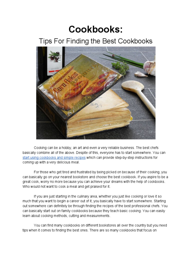 Cookbooks:: Tips For Finding The Best Cookbooks | PDF | Cookbooks | Recipe