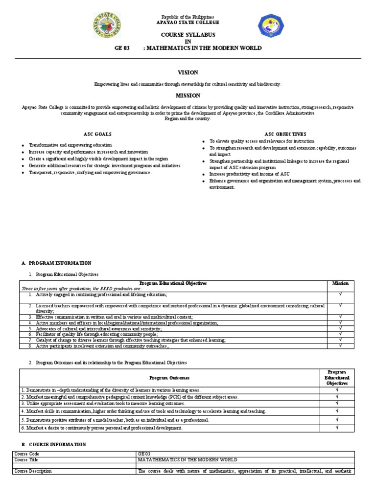 OBE Mathematics in The Modern World | PDF | Trigonometric Functions ...