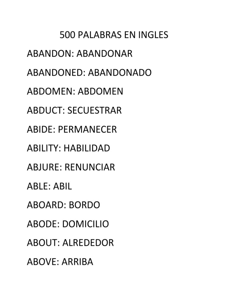 500 Palabras en Ingles | PDF