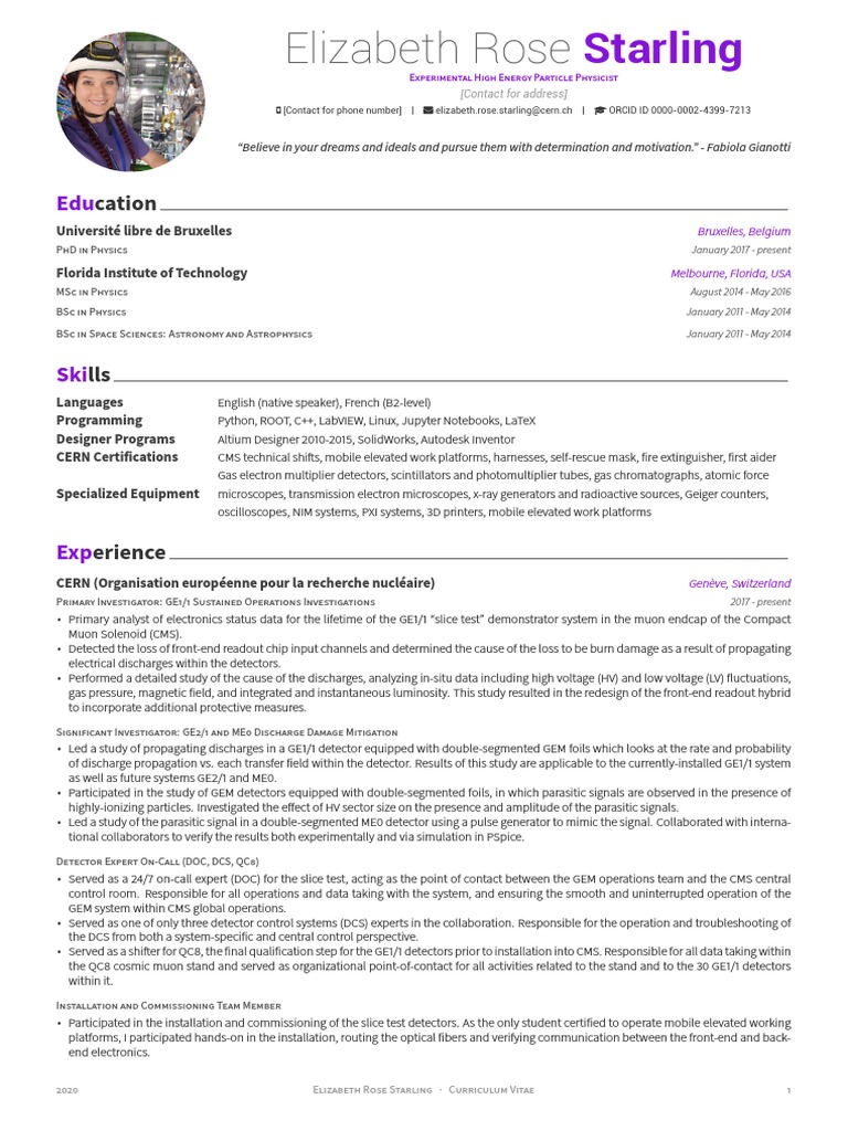 Starling Elizabeth CV August 2020 Redacted | PDF