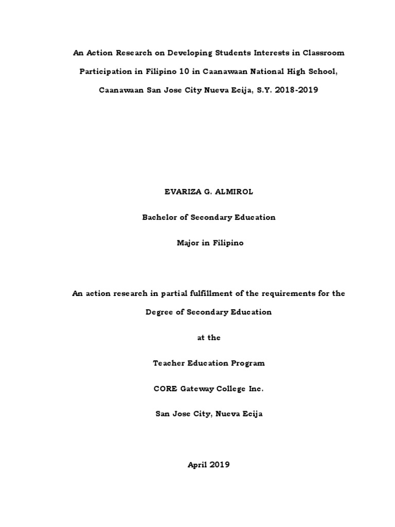 An Action Research On Developing Students Interests in Classroom ...