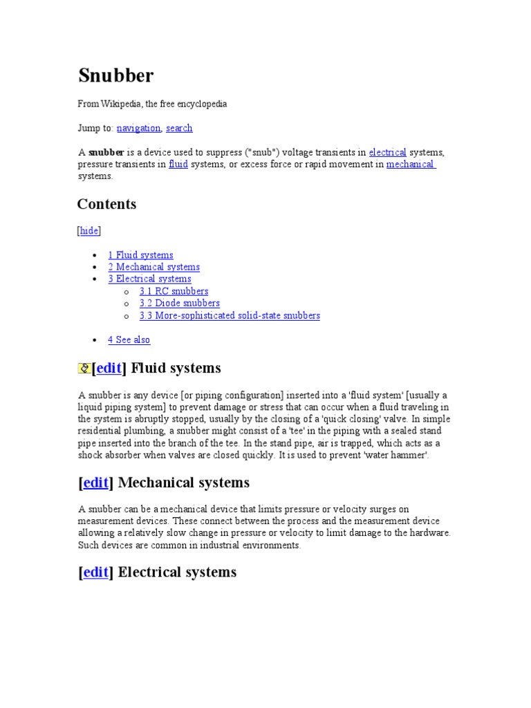 Understanding Snubber Devices in Systems | PDF | Equipment | Electrical ...