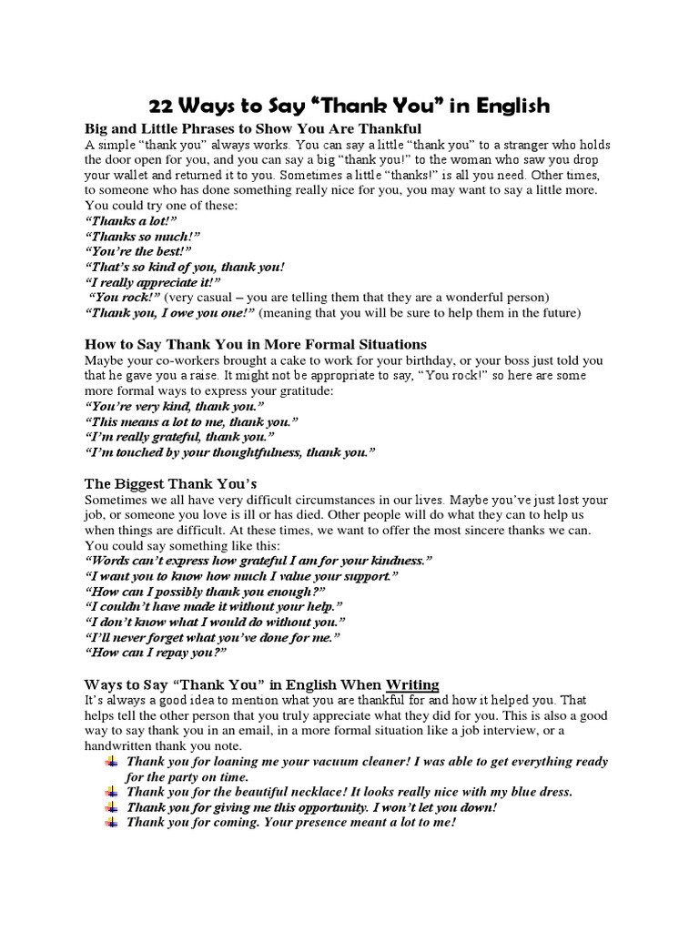 22 Ways To Say Thank You | PDF