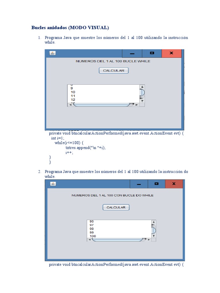 Bucles Anidados MODO VISUAL | PDF | Programación de computadoras ...