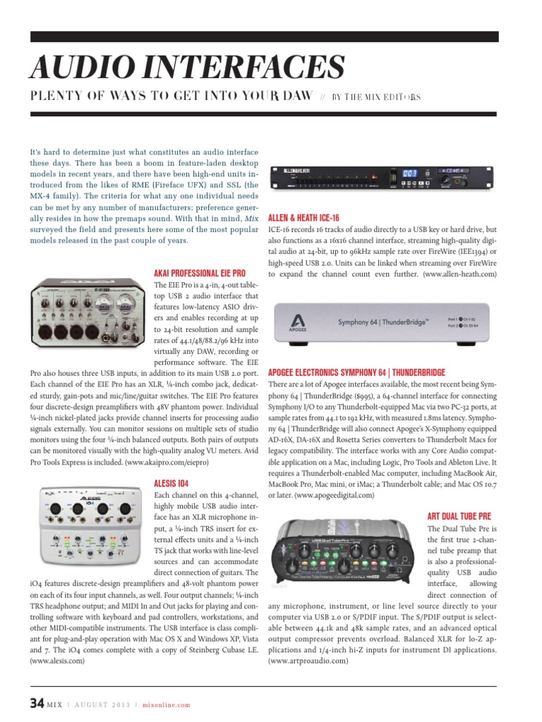 Audio Interfaces: Plenty of Ways To Get Into Your Daw | PDF | Usb ...