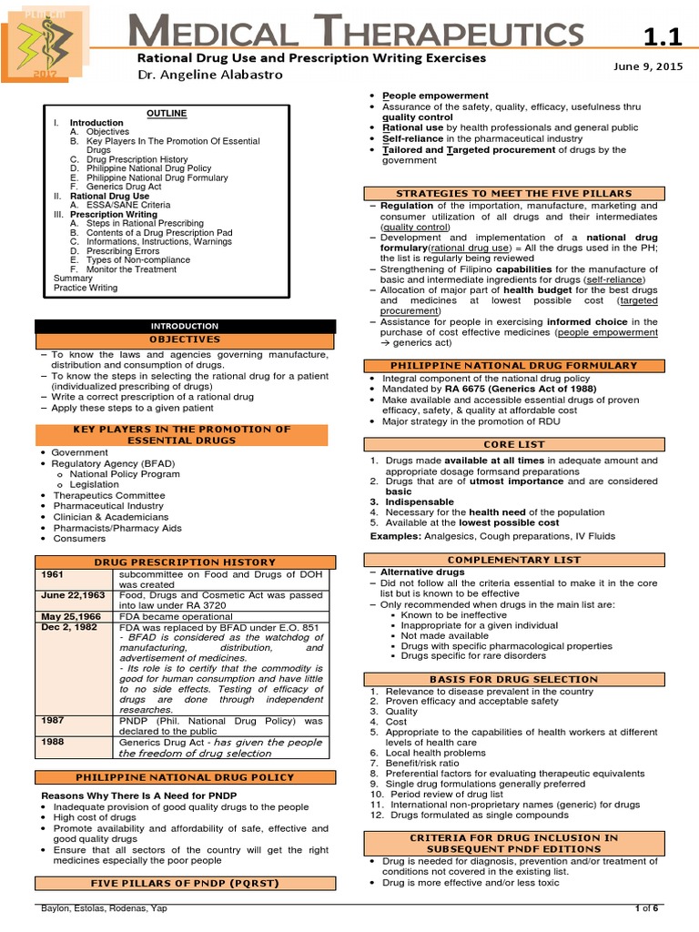 Med Thera 1.1 Rational Drug Use and Prescription Writing Exercises ...