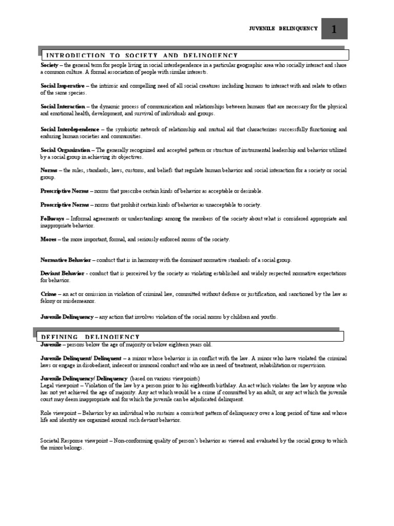 Juvenile Delinquency Handouts Reduced | PDF | Id | Juvenile Delinquency