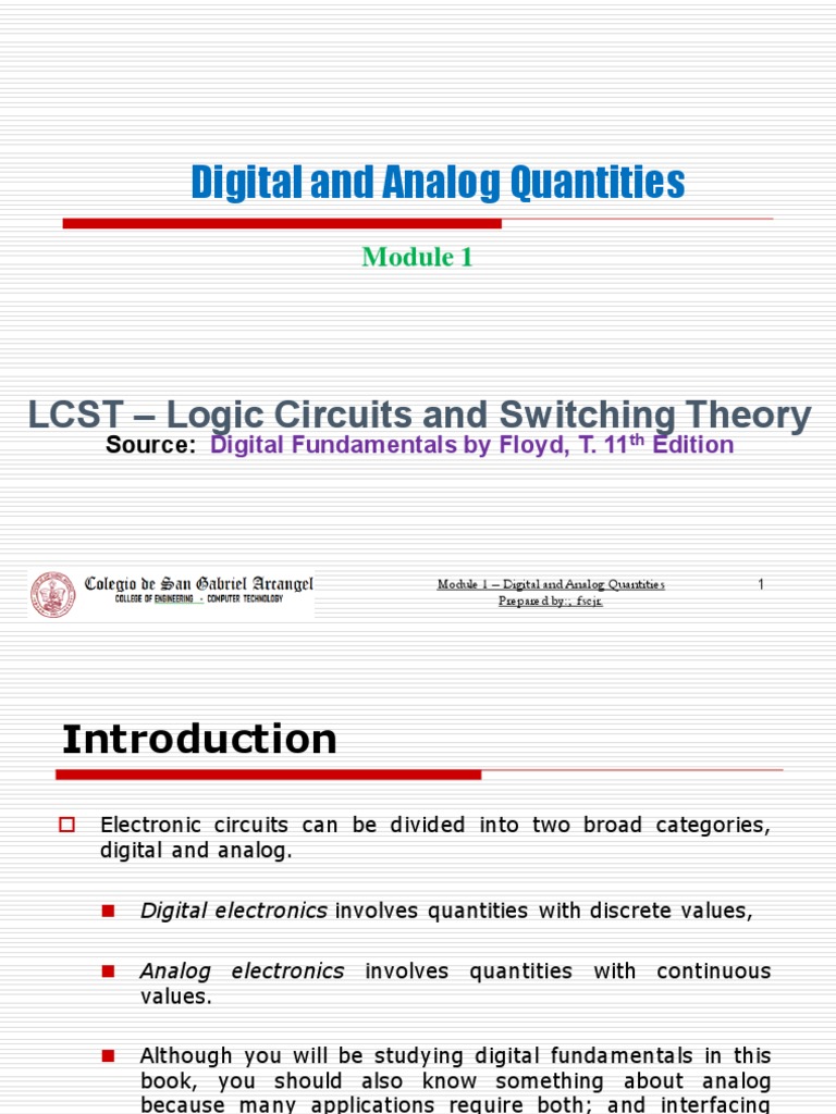 Module 1 Digital and Analog Quantities PROF | PDF | Analogue ...