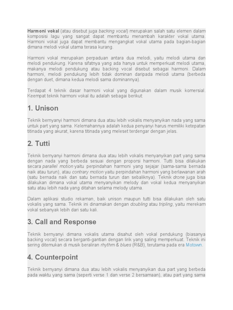 Harmoni Vokal | PDF