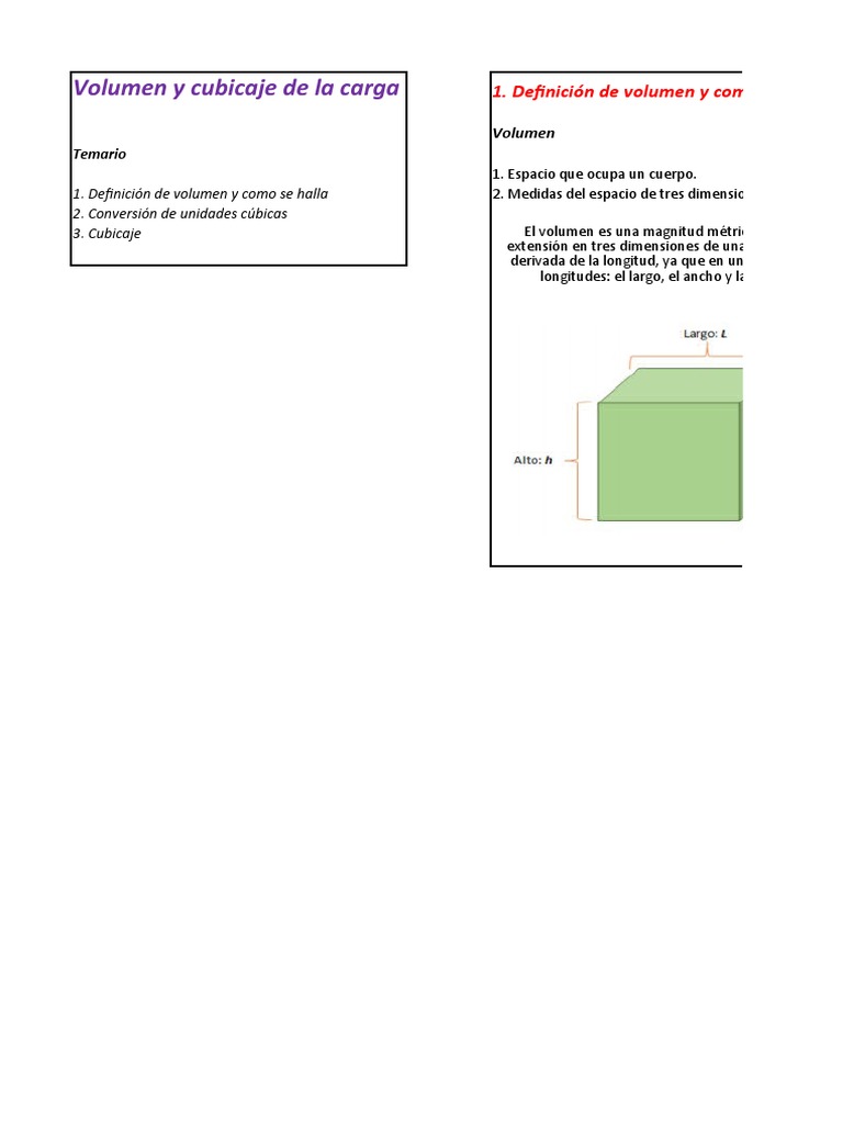 Explicación de Volumen y Cubicaje de La Carga | PDF | Volumen ...