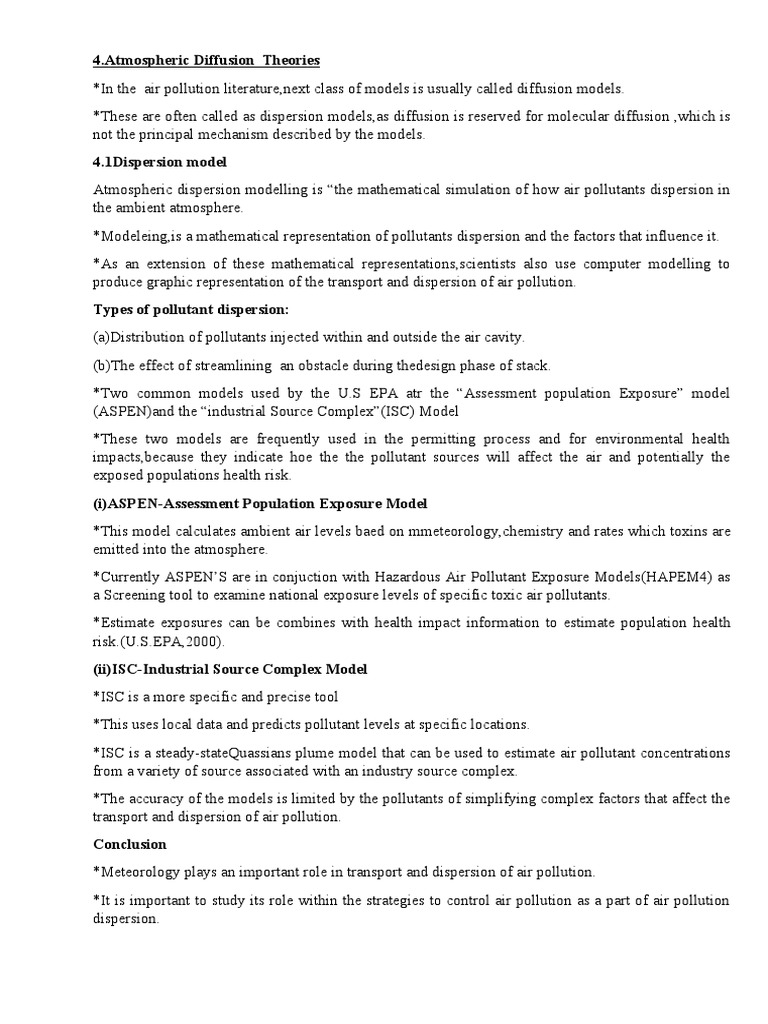 4.atmospheric Diffusion Theories | PDF | Air Pollution | Chemical ...