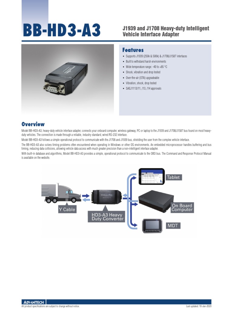 Heavy-Duty Vehicle Interface Adapter for J1939 and J1708 Buses | PDF ...