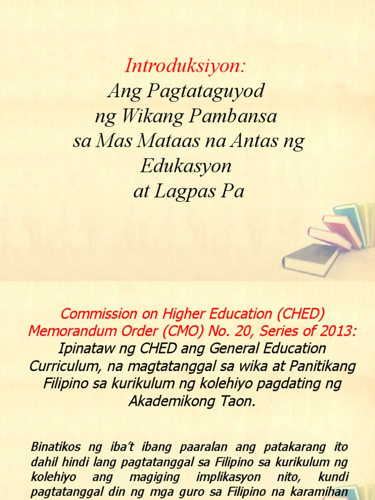 Intorduksiyon Ang Pagtataguyod NG Wikang Pambansa | PDF