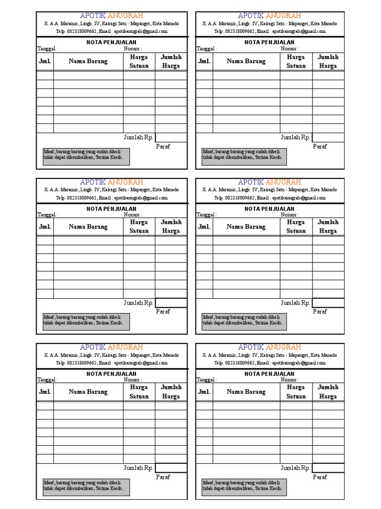 Nota Penjualan Apotek | PDF