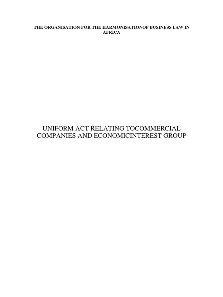 OHADA Uniform Act on Companies | PDF | Partnership | Board Of Directors