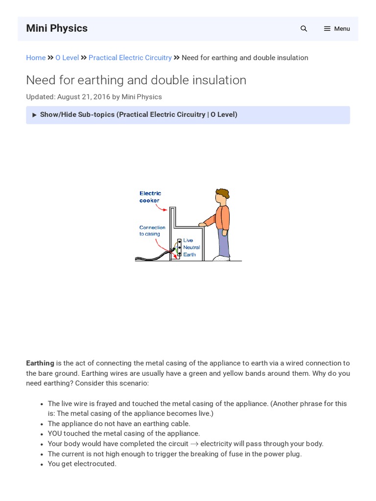 Need For Earthing and Double Insulation PDF | PDF | Insulator ...
