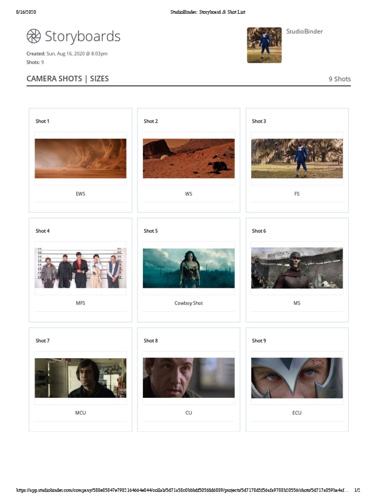 Storyboard & Shot List for 8/16/2020 | PDF