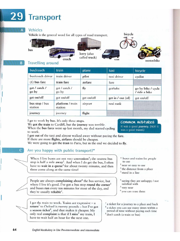 Vocabulary - Means of Transport | PDF