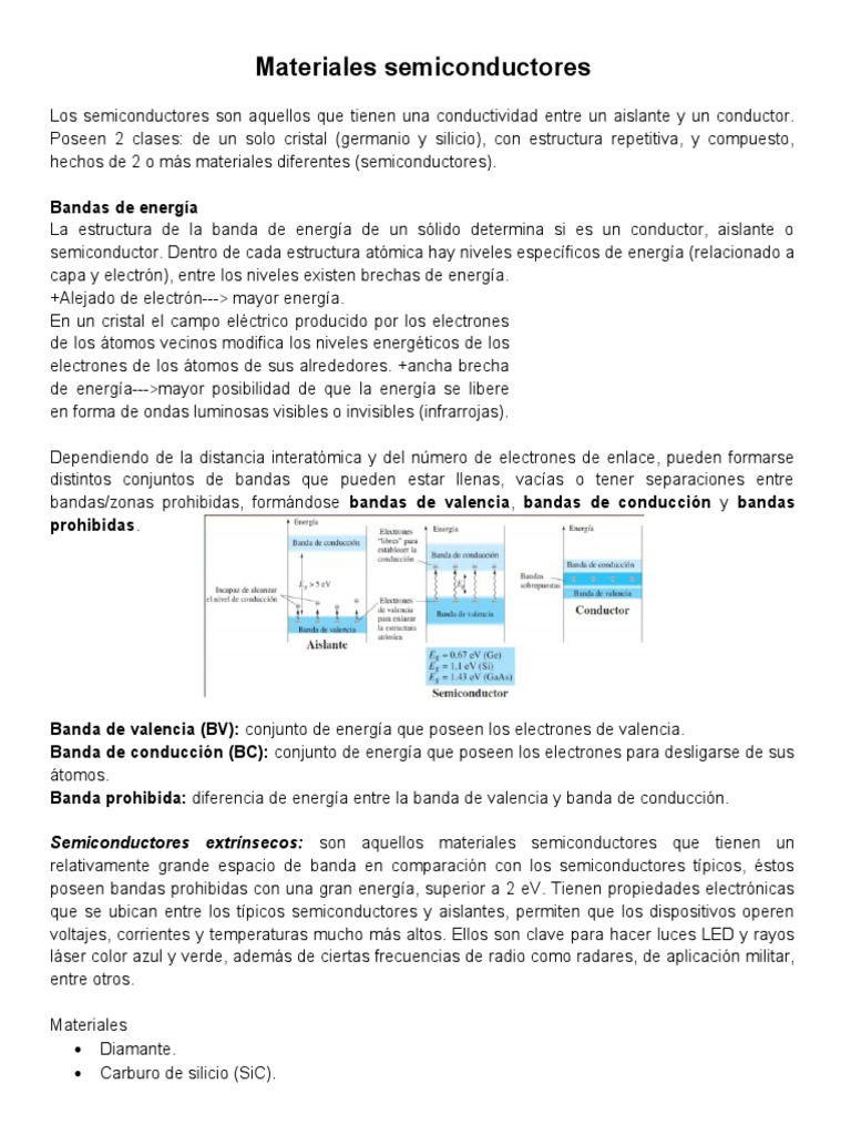 Materiales Semiconductores | PDF | Semiconductores | Resistividad Eléctrica y Conductividad