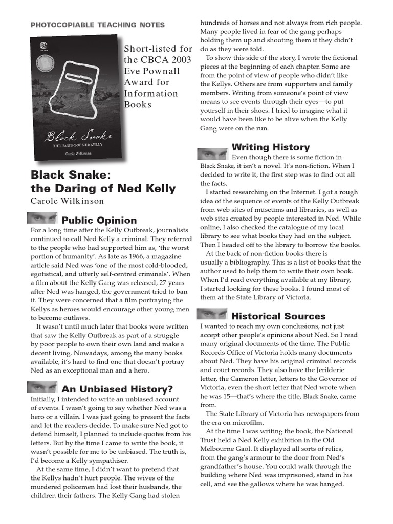 Black Snake Teacher Notes PDF | PDF | Photograph