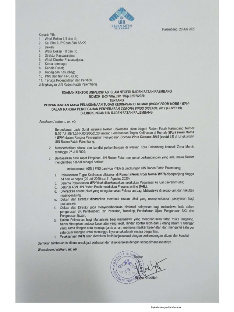 Surat Edaran WFH | PDF