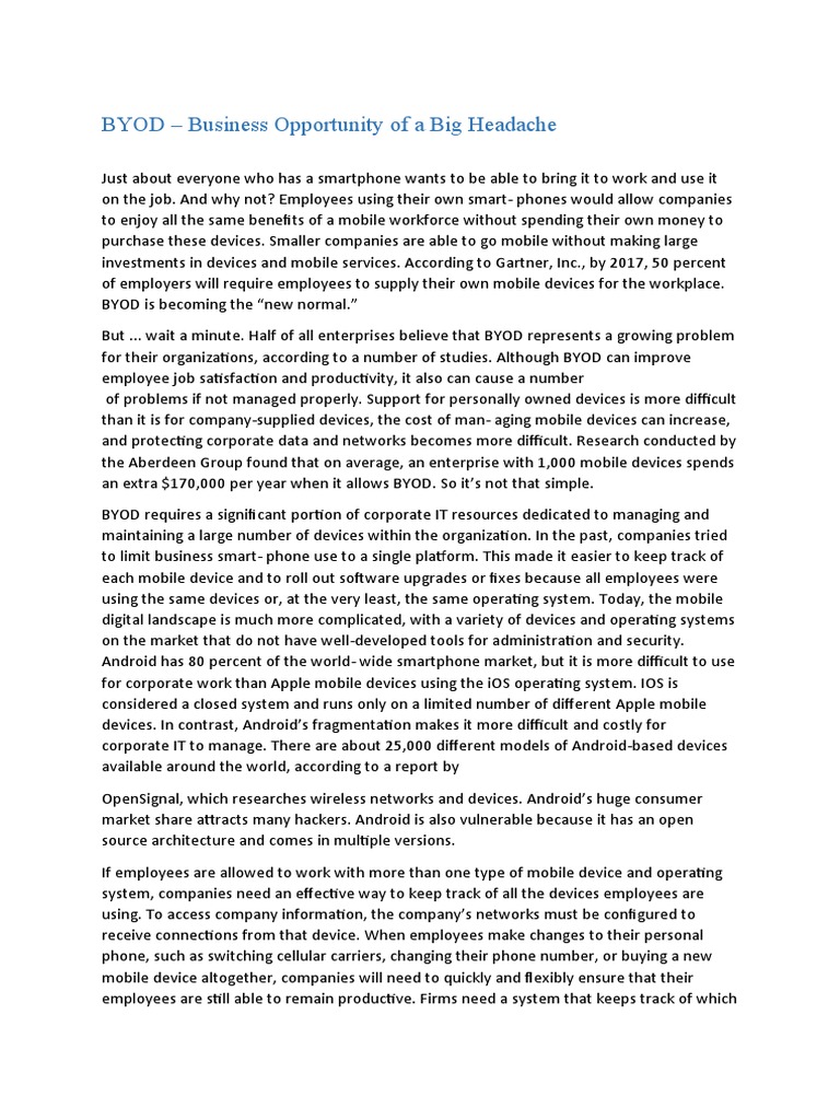 BYOD Case Study | PDF | Android (Operating System) | Mobile App