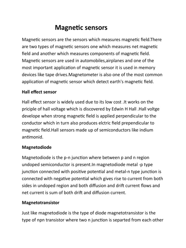Magnetic Sensors: Types and Applications | PDF