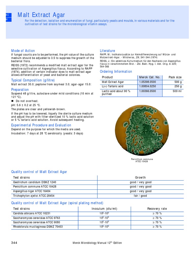 344-Malt Extract Agar-105398 PDF | PDF | Agar | Aspergillus
