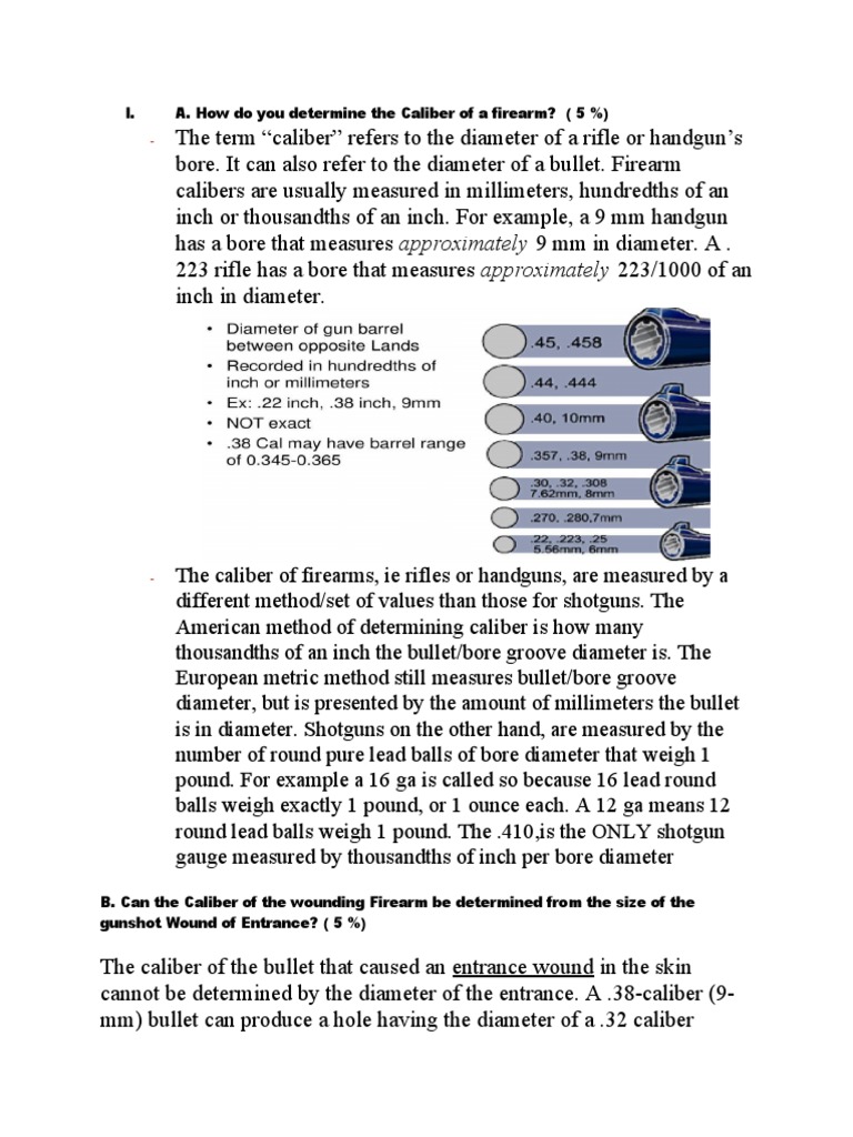 I. A. How Do You Determine The Caliber of A Firearm? (5 %) | PDF ...