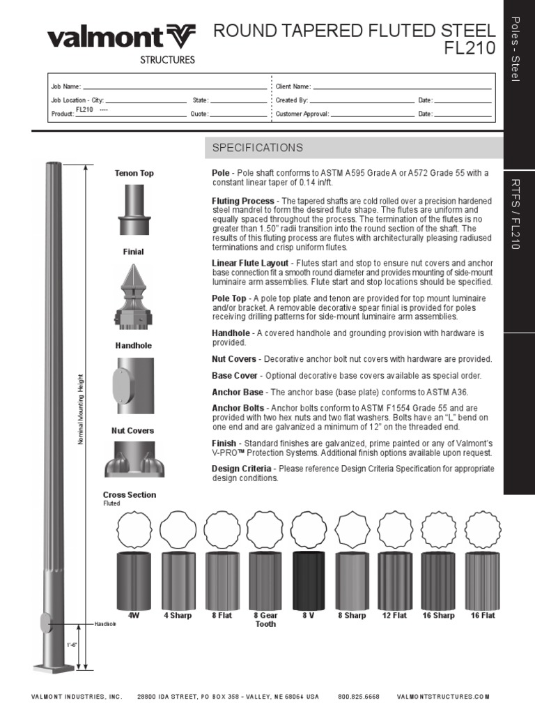 Round Tapered Fluted Steel FL210: Specifications | PDF | Screw ...