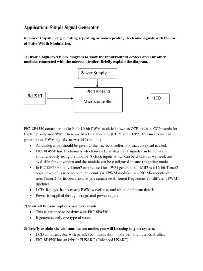 PIC Simple Signal Generator | PDF | Microcontroller | Analog To Digital ...